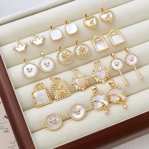Wholesale Brass Gold Plated Natural Mother Of Pearl Pendants Charms ...