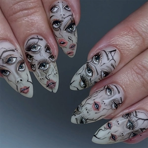 Wholesale Gothic Matte Horror Eyes Almond Shape Press On Nails For ...