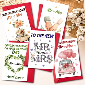 Wholesale Watercolor Heart Wedding Greeting Cards With Red Envelopes ...
