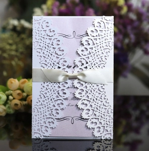 Wholesale Laser Cut Wedding Invitations White Hollow Floral Cards - Everful