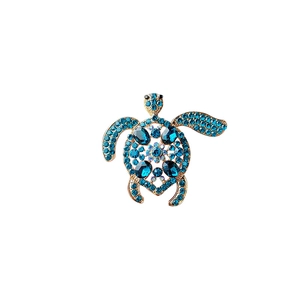 Wholesale Blue Rhinestone Sea Turtle Brooch Alloy Gold Plated Animal ...