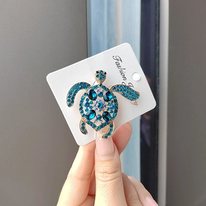 Wholesale Blue Rhinestone Sea Turtle Brooch Alloy Gold Plated Animal ...