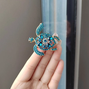Wholesale Blue Rhinestone Sea Turtle Brooch Alloy Gold Plated Animal ...