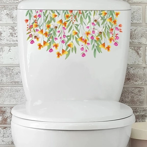 Wholesale Waterproof PVC Watercolor Floral Cluster Toilet Sticker - Everful