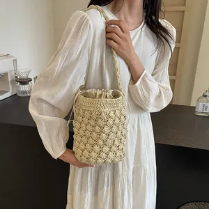 Wholesale Handmade Woven Straw Bucket Bag For Summer Beach Vacation ...