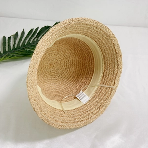 Wholesale Hand Woven Raffia Bucket Hat Sun Protection Beach Hat For ...