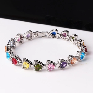 Wholesale Colorful Cubic Zirconia Bracelet Brass With 18K Gold Plating ...