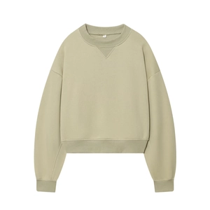 Wholesale Women Solid Color Crewneck Sweatshirt Cotton Polyester ...