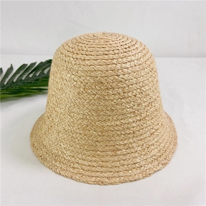 Wholesale Hand Woven Raffia Bucket Hat Sun Protection Beach Hat For ...