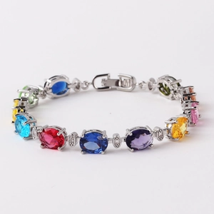Wholesale Colorful Cubic Zirconia Bracelet Brass With 18K Gold Plating ...
