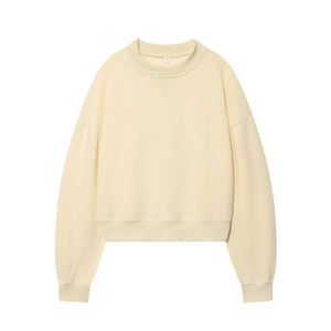 Wholesale Women Solid Color Crewneck Sweatshirt Cotton Polyester ...