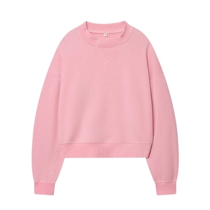 Wholesale Women Solid Color Crewneck Sweatshirt Cotton Polyester ...