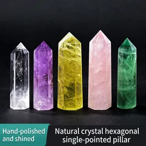Wholesale Natural Crystal Point Hexagonal Healing Wand Ornament - Everful