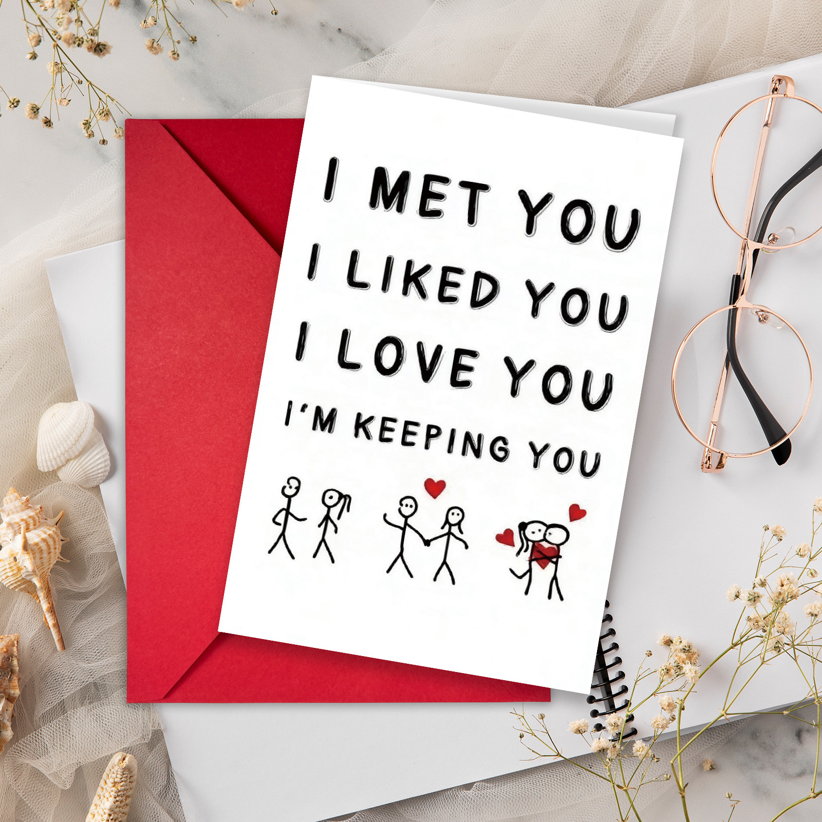 Wholesale Romantic Stickman Greeting Card with Red Envelope for Lovers ...