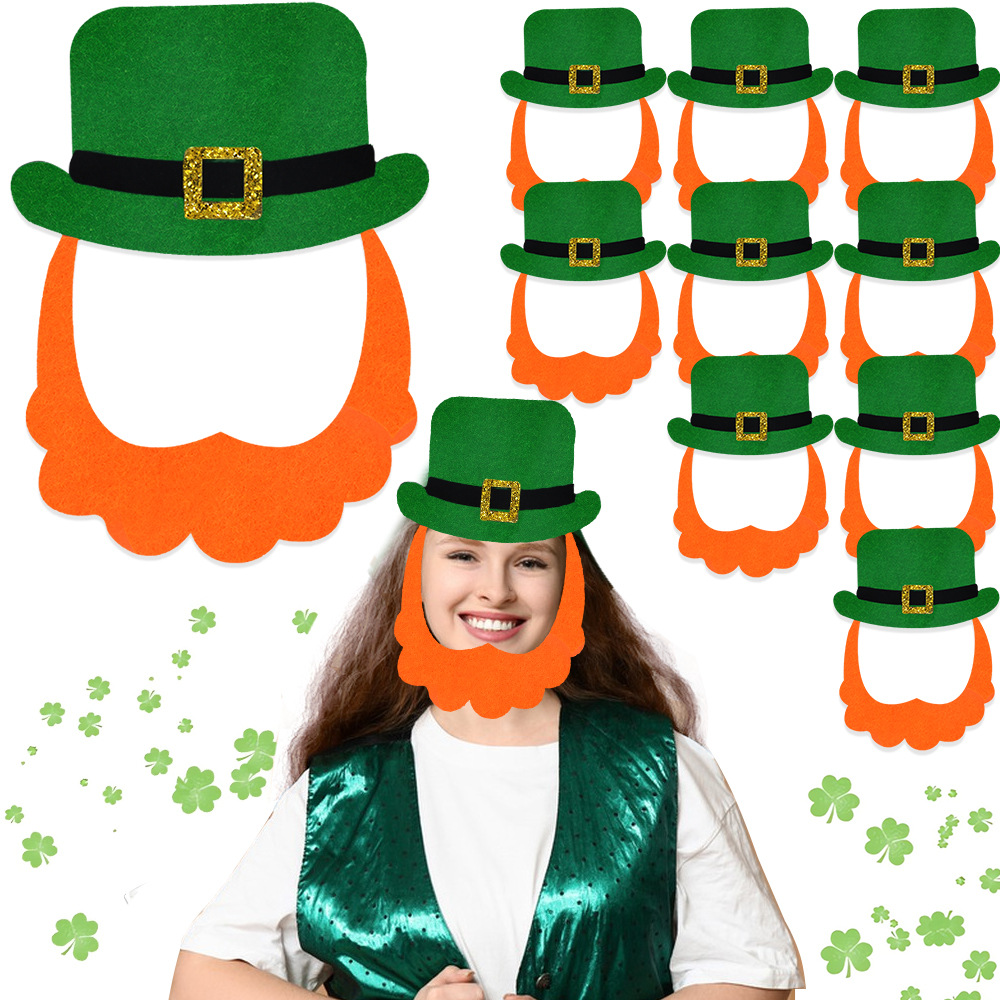 Wholesale St Patrick's Day Hat and Orange Beard Costume Set - Everful