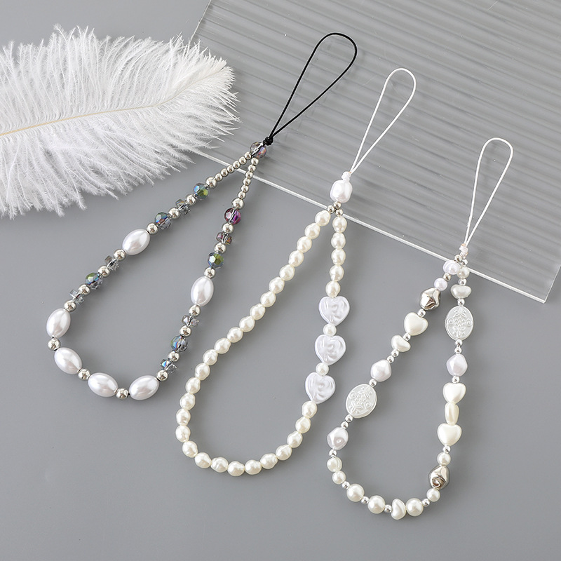 Wholesale Handmade Beaded Phone Charm with Heart Bow and Faux Pearl ...