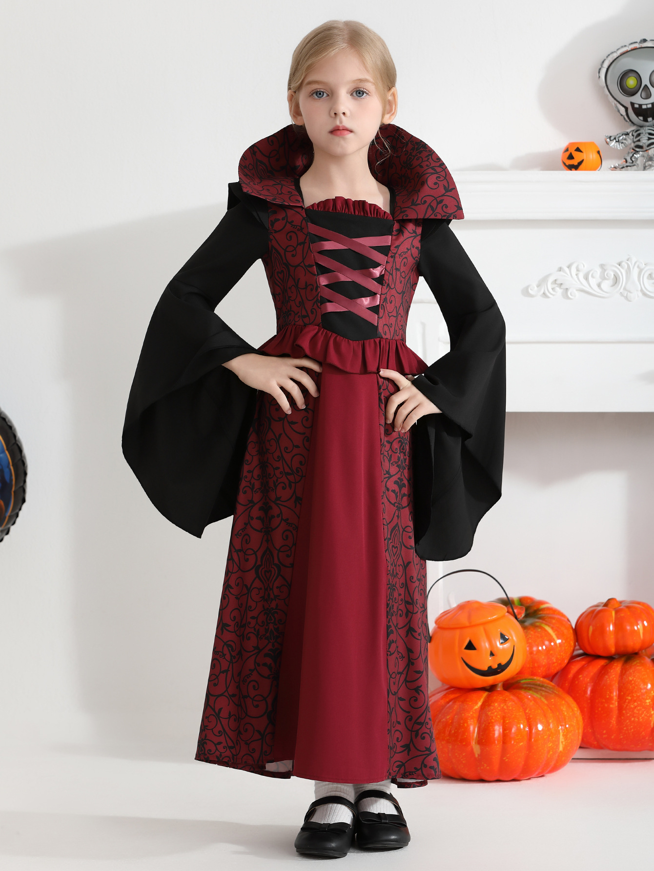 Wholesale Kids Girls Vampire Costume Halloween Medieval Witch Party ...