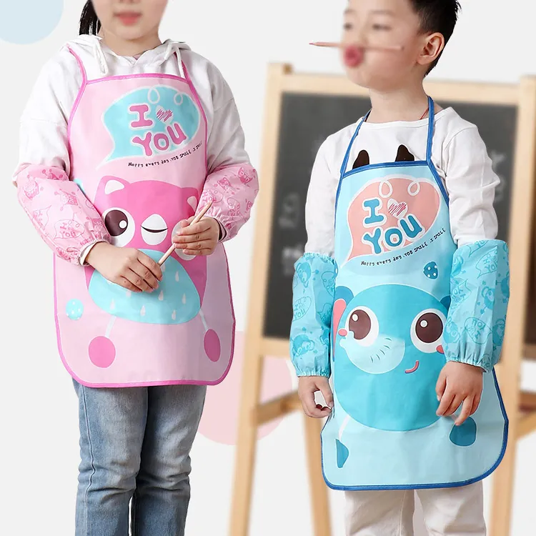 Wholesale Waterproof Cartoon Apron and Oversleeves For Kids Toddler ...