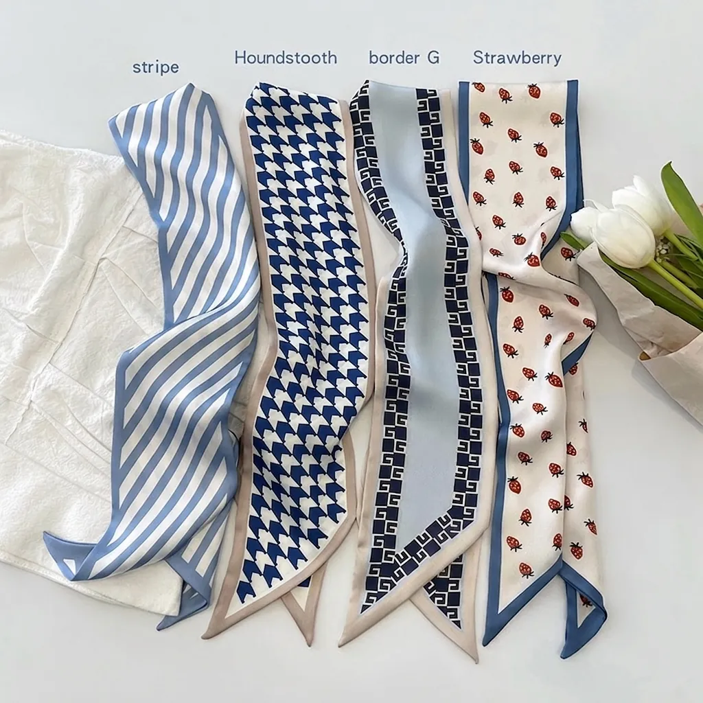 Wholesale Elegant Satin Skinny Scarf with Strawberry Pattern For Women ...