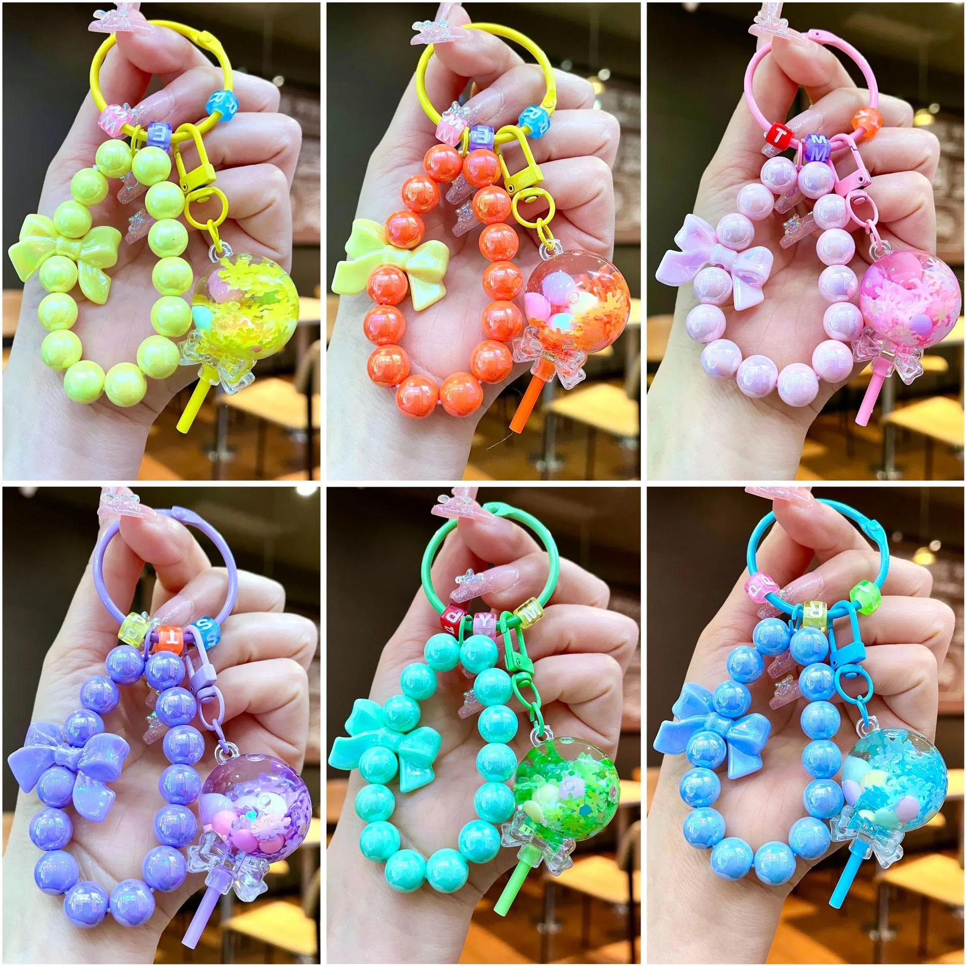 Wholesale Acrylic Beaded Sweet Quicksand Keychain Accessory - Everful