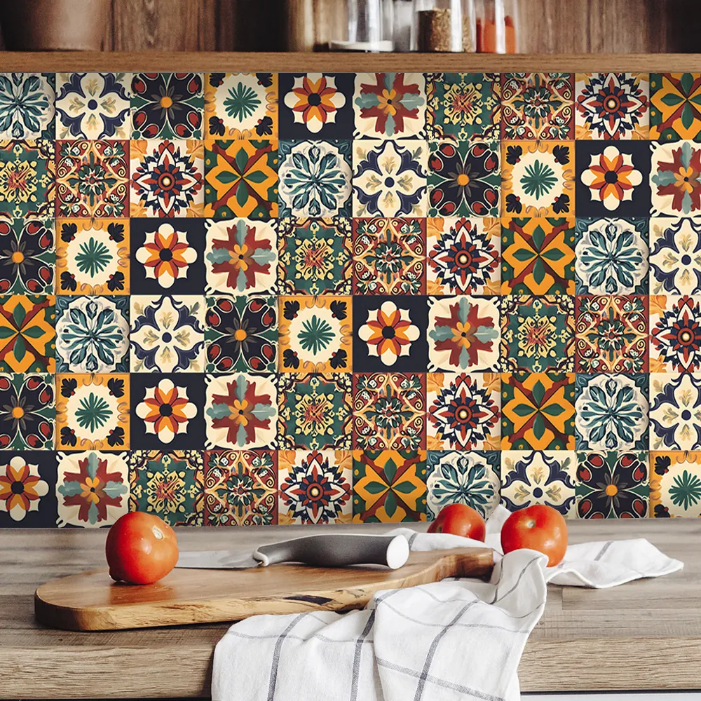 Wholesale Moroccan Style Retro Tile Stickers PVC Waterproof Self ...