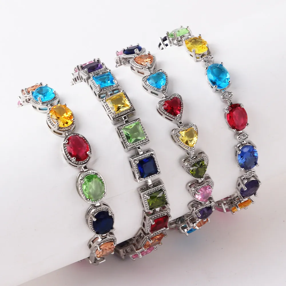 Wholesale Colorful Cubic Zirconia Bracelet Brass With 18K Gold Plating ...