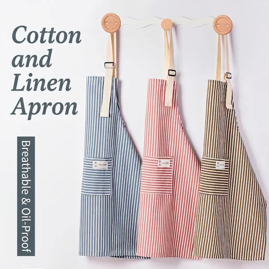 Wholesale Waterproof Cotton Linen Kitchen Apron With Pockets For Women ...
