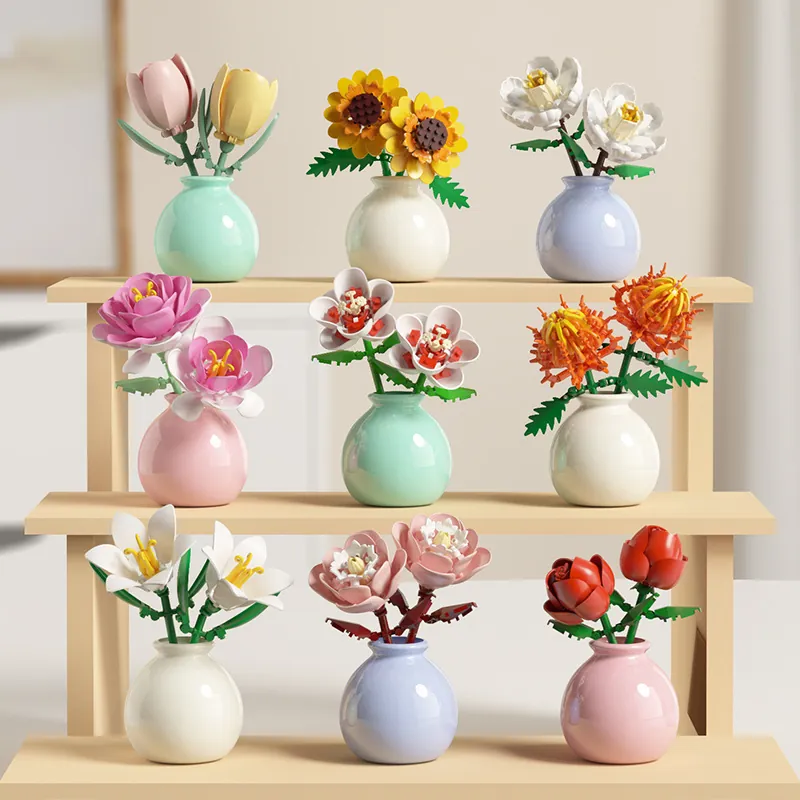 Künstliche Blumen Baukasten mit Vase Schreibtischdekoration Großhandel ...